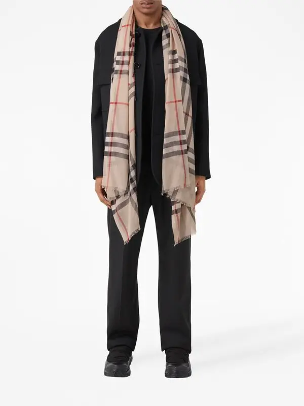 Burberry Check Wool Scarf - Neutrals