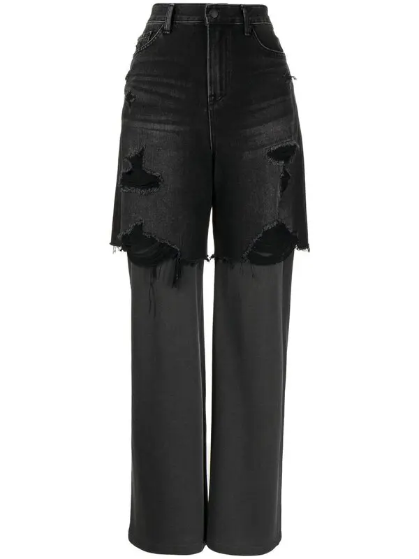 Goen.j Distressed Straight-leg Jeans - Grey
