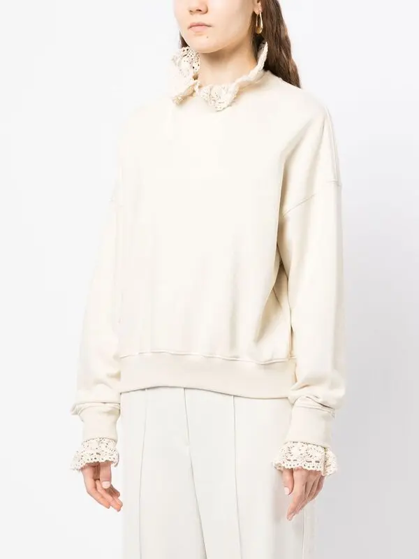Goen.j Crochet-trimmed Sweatshirt - Neutrals