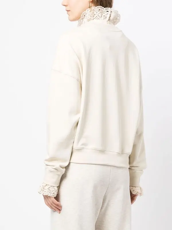 Goen.j Crochet-trimmed Sweatshirt - Neutrals