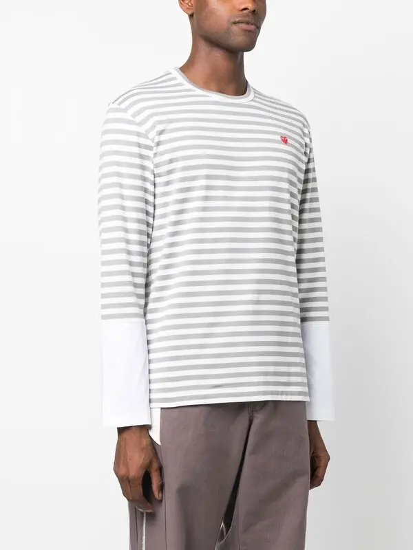 Play Comme Des Garcon Striped Long-sleeved T-shirt - Grey