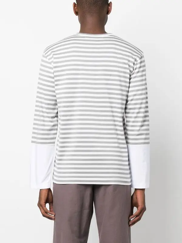 Play Comme Des Garcon Striped Long-sleeved T-shirt - Grey