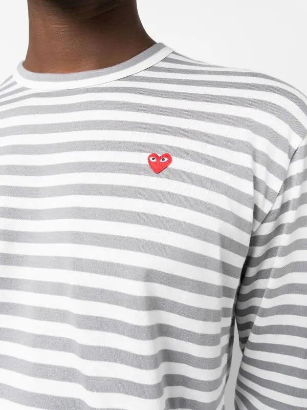 Play Comme Des Garcon Striped Long-sleeved T-shirt - Grey