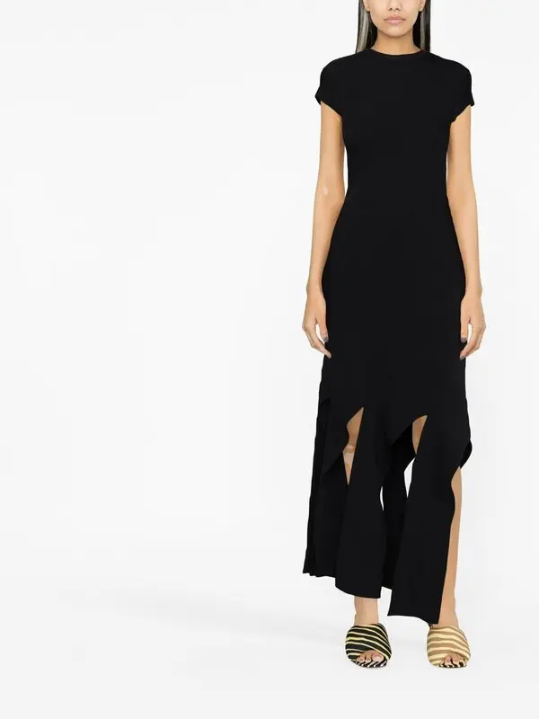 Stella McCartney Striped Fringe Hem Midi Dress