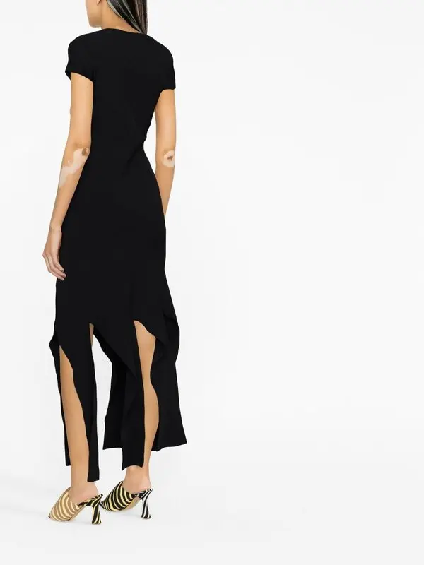 Stella McCartney Striped Fringe Hem Midi Dress