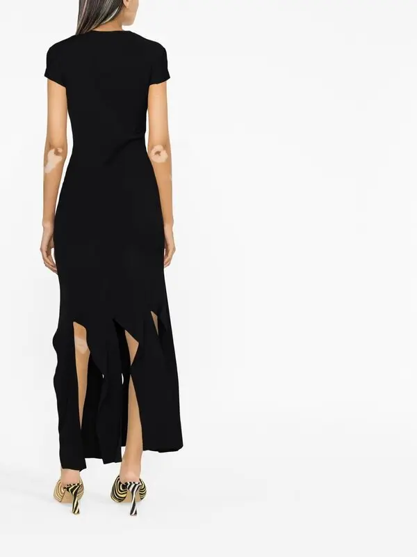 Stella McCartney Striped Fringe Hem Midi Dress