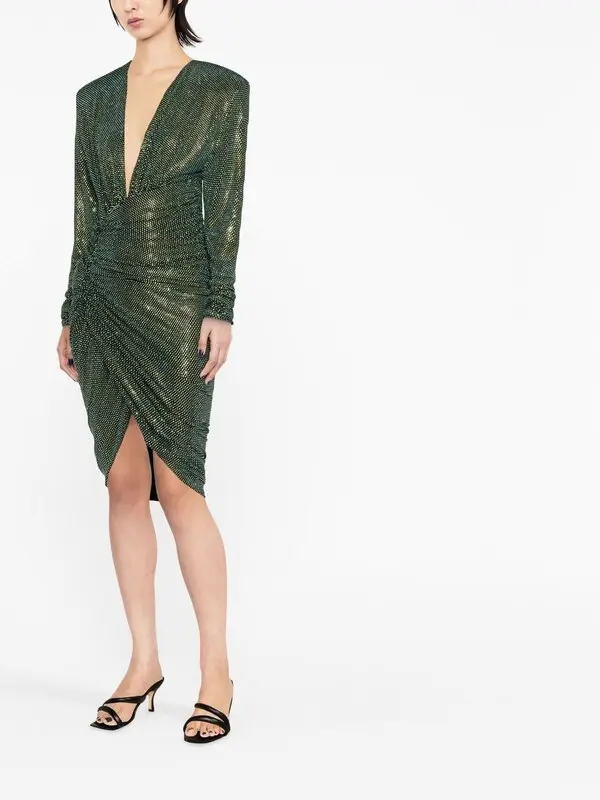 Alexandre Vauthier Crystal-embellished Wrap Dress - Green