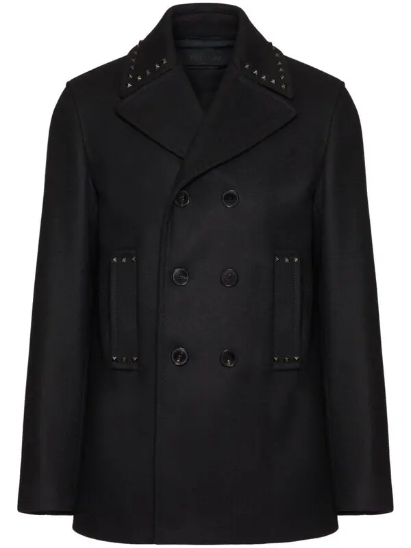 Valentino Garavani Studded Wool Pea Coat