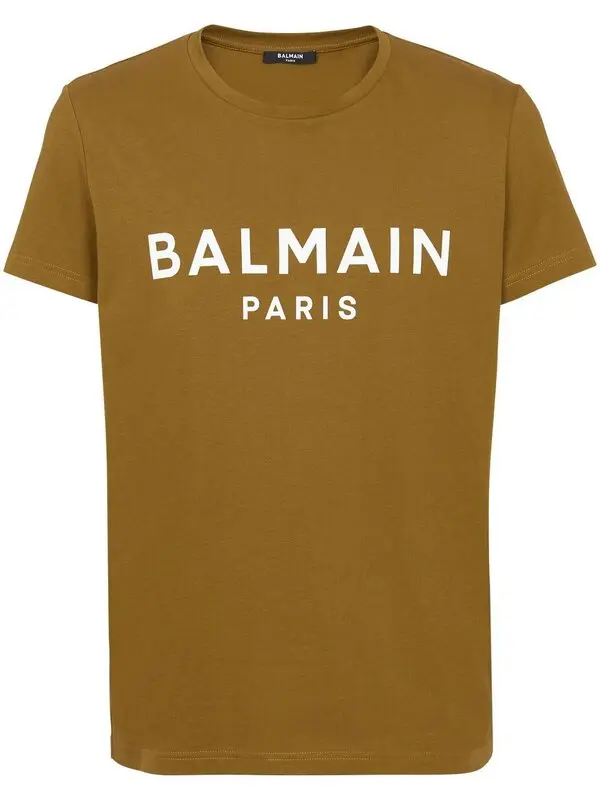 Balmain Logo-print Organic-cotton T-shirt - Brown