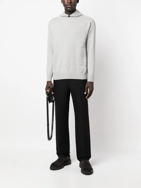 Malo Buttoned-hood Knit Sweater