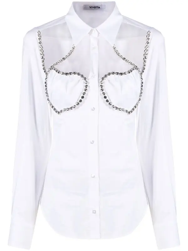 Vivetta Crystal-embellished Panelled Shirt