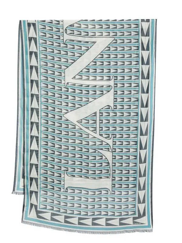 LANVIN Geometric-print Scarf - Blue