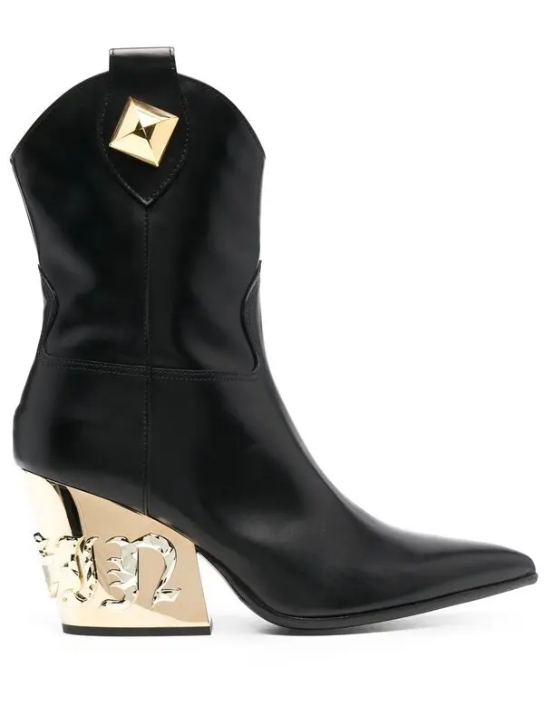 Philipp Plein Gothic Plein Cowboy Ankle Boots