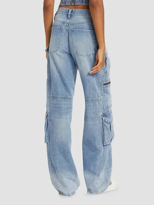 Alice + Olivia Cay Baggy Denim Cargo Pants