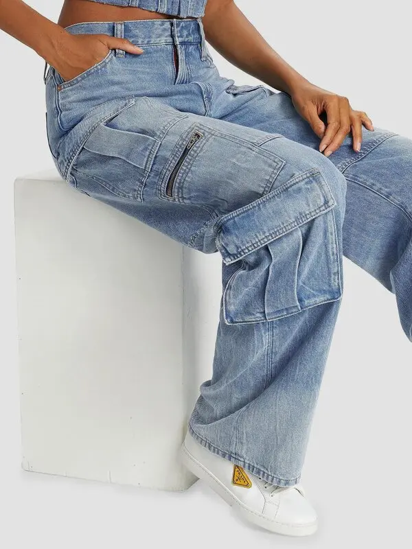 Alice + Olivia Cay Baggy Denim Cargo Pants