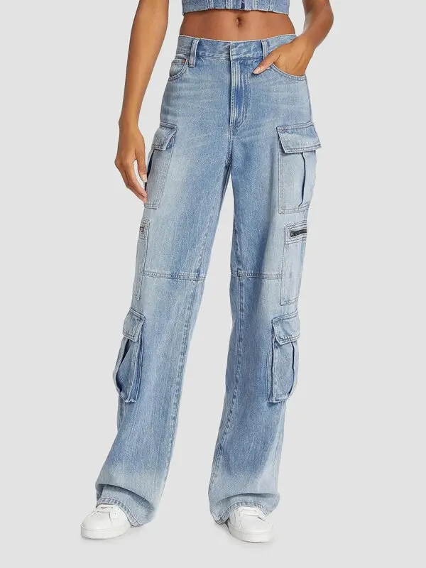 Alice + Olivia Cay Baggy Denim Cargo Pants