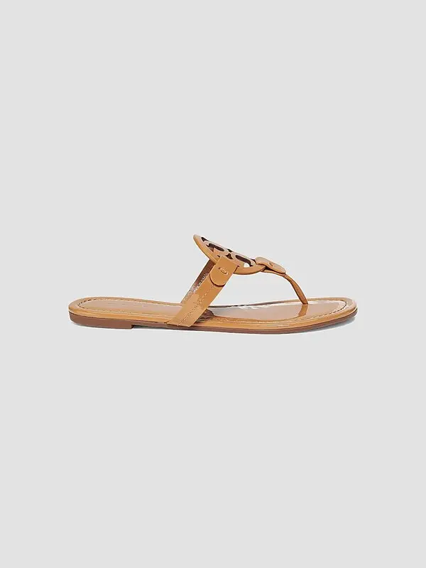 Tory Burch Miller Patent Leather Thong Sandals - Tan