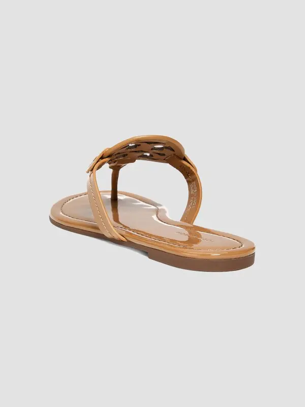 Tory Burch Miller Patent Leather Thong Sandals - Tan