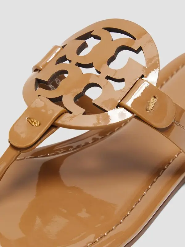 Tory Burch Miller Patent Leather Thong Sandals - Tan
