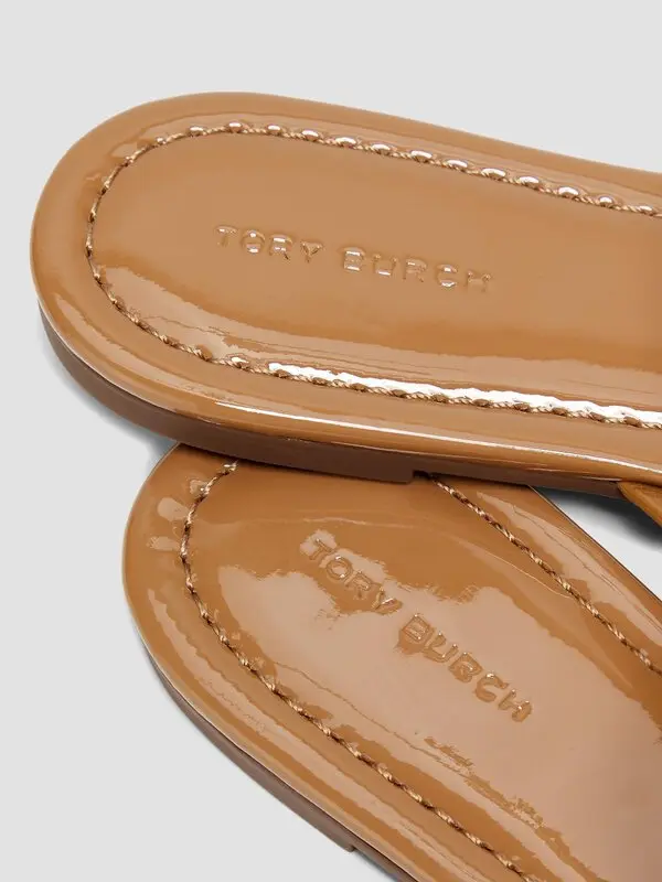 Tory Burch Miller Patent Leather Thong Sandals - Tan