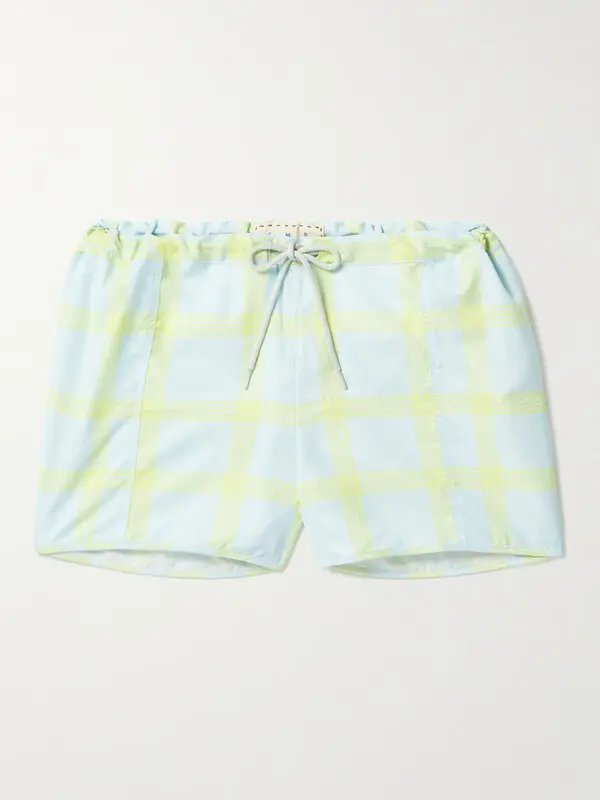 SMR DAYS Checked Slim-fit Short-length Swim Shorts - Blue