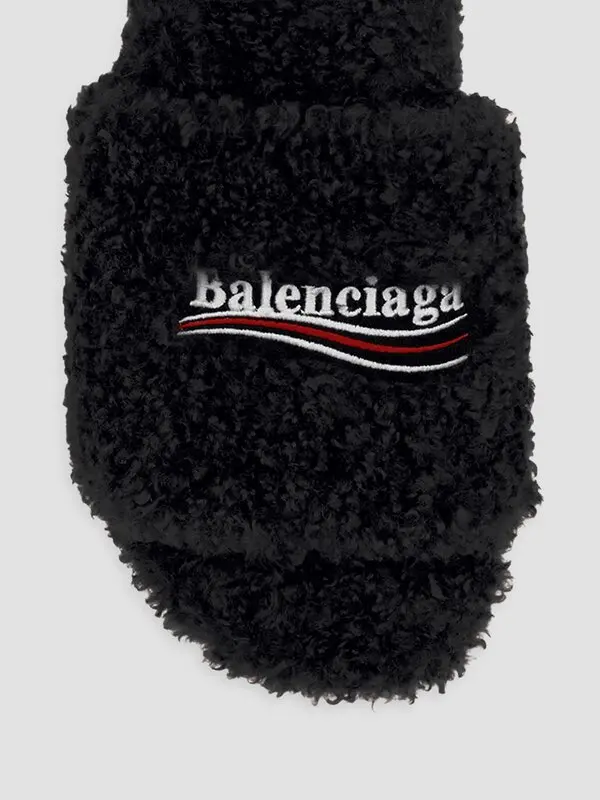 Balenciaga Fluffy Slide Sandals - Black