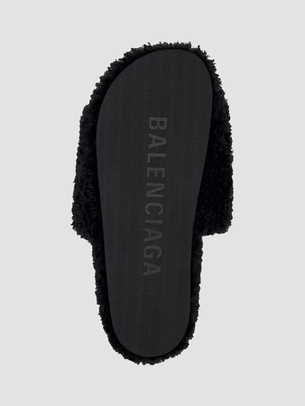Balenciaga Fluffy Slide Sandals - Black