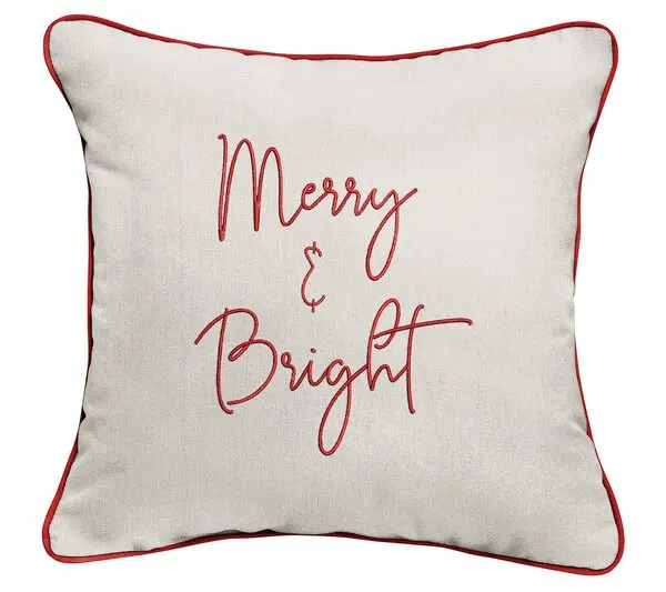 SORRA HOME Merry & Bright Embroidered Sunbrella Pillow - One-color