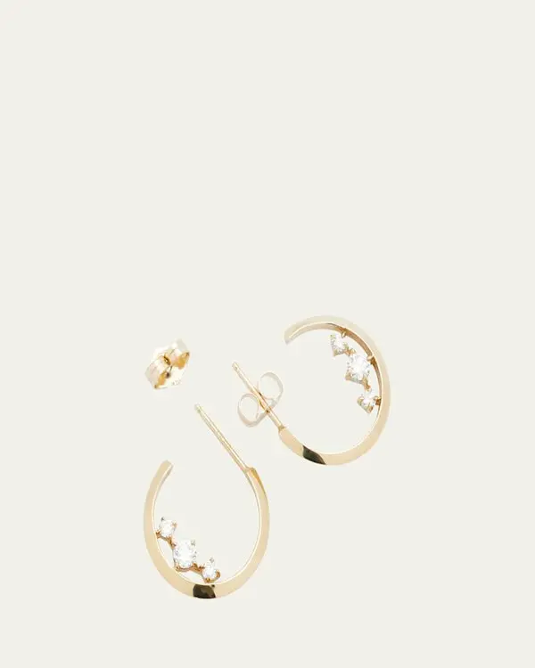 Lizzie Mandler Eclat 3 Diamond Knife Edge Hoop Earrings