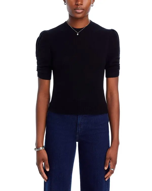 FRAME Ruched Puff Sleeve Sweater - Noir