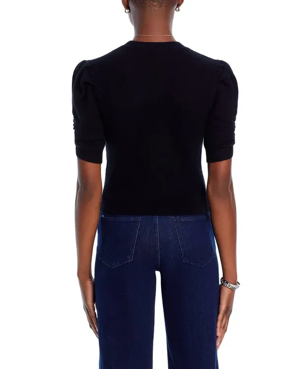 FRAME Ruched Puff Sleeve Sweater - Noir