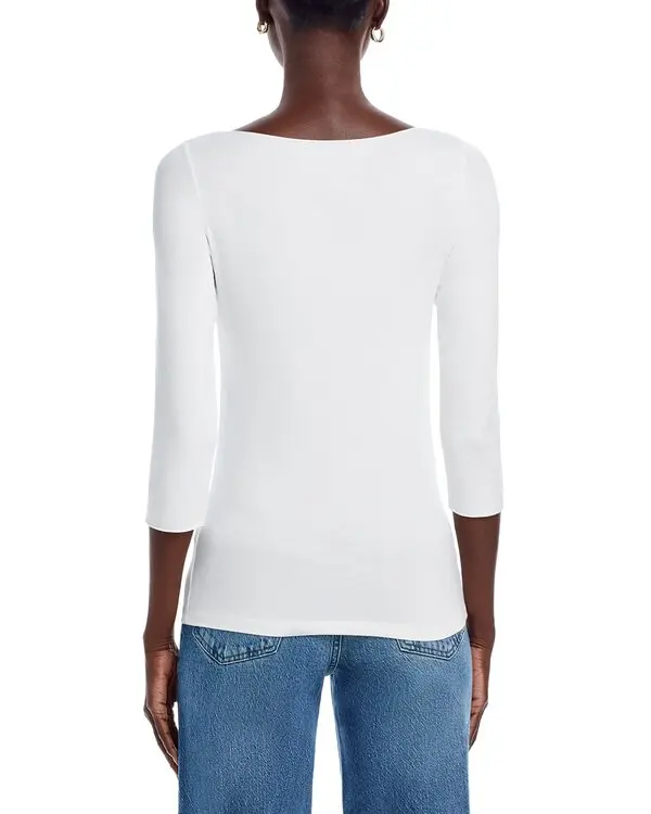 Majestic Filatures Boatneck Three Quarter Sleeve Top - Blanc