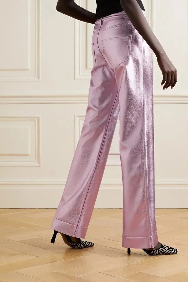 ALIX NYC Jay Metallic Vegan Leather Straight-leg Pants