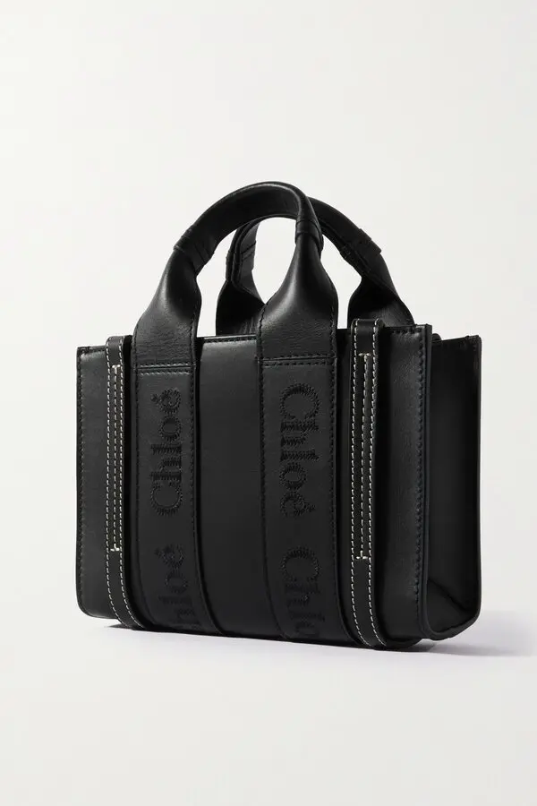 Chloé Net Sustain Woody Mini Embroidered Leather Tote