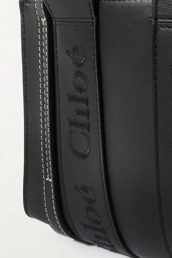 Chloé Net Sustain Woody Mini Embroidered Leather Tote
