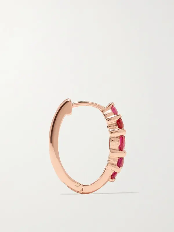 Ileana Makri Rivulet Medium 18-karat Rose Gold Ruby Hoop Earrings - Red