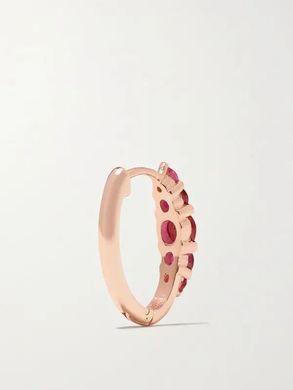 Ileana Makri Rivulet Medium 18-karat Rose Gold Ruby Hoop Earrings - Red