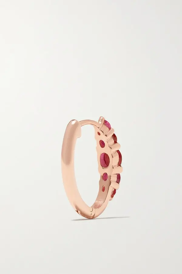 Ileana Makri Rivulet Medium 18-karat Rose Gold Ruby Hoop Earrings