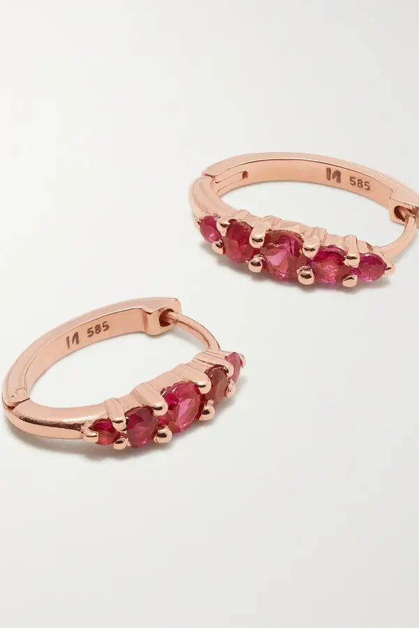 Ileana Makri Rivulet Medium 18-karat Rose Gold Ruby Hoop Earrings
