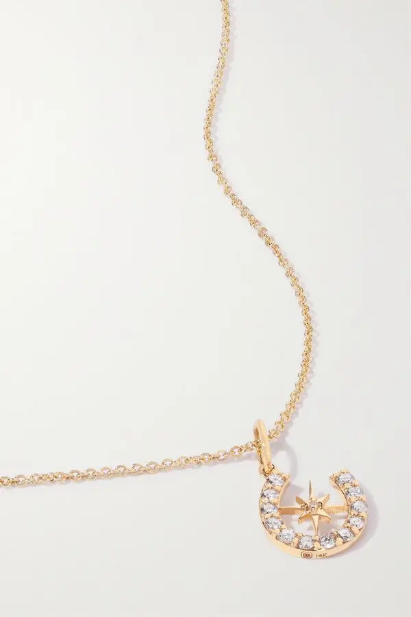 SYDNEY EVAN Starburst Horseshoe Diamond Necklace - Gold