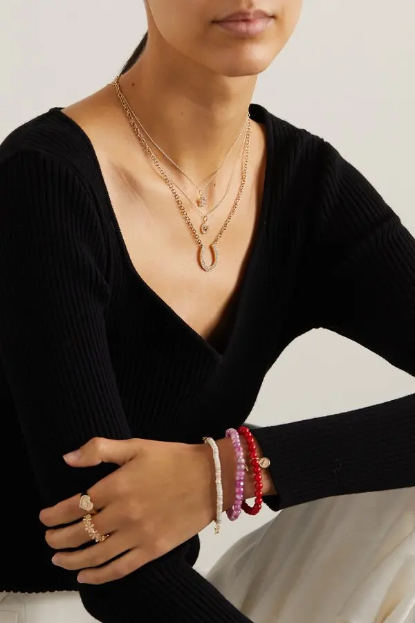 SYDNEY EVAN Starburst Horseshoe Diamond Necklace