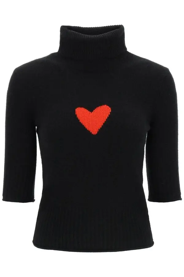 Max Mara Cashmere Turtleneck Sweater With Heart-shaped Intarsia