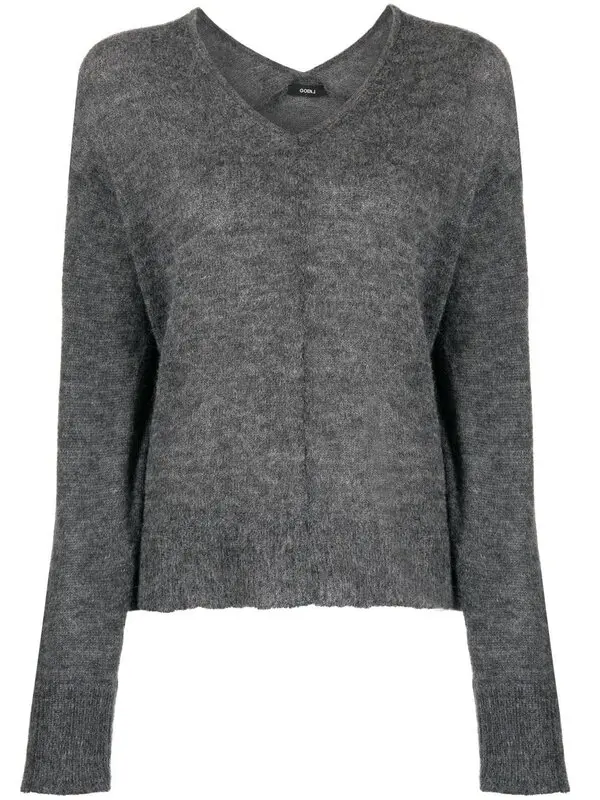 Goen.j V-neck Knitted Sweater - Grey