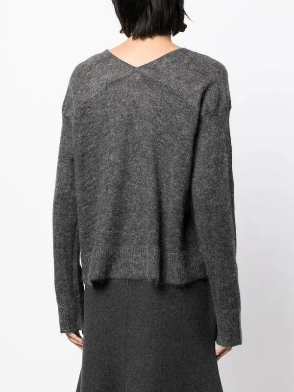 Goen.j V-neck Knitted Sweater - Grey