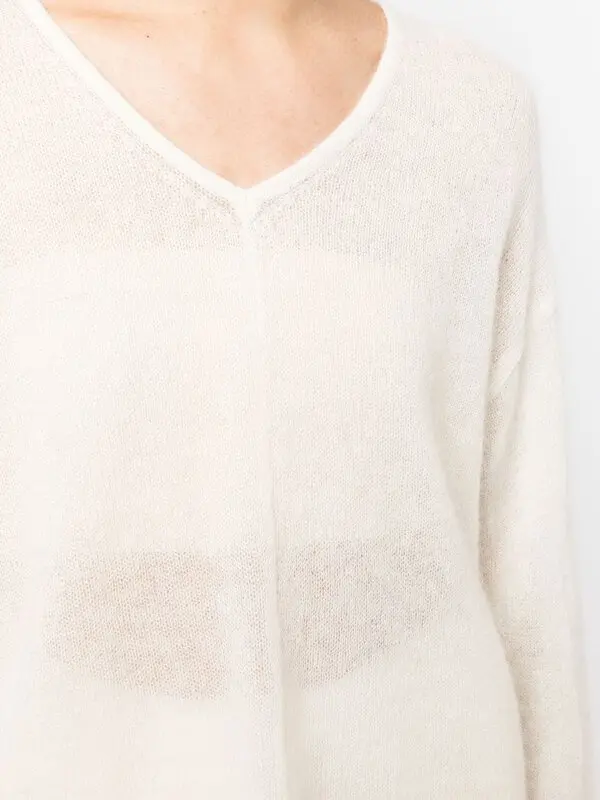 Goen.j V-neck Knitted Sweater - White