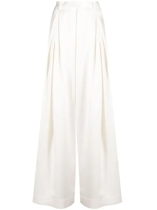 Goen.j Pleated Wide Leg Trousers - White