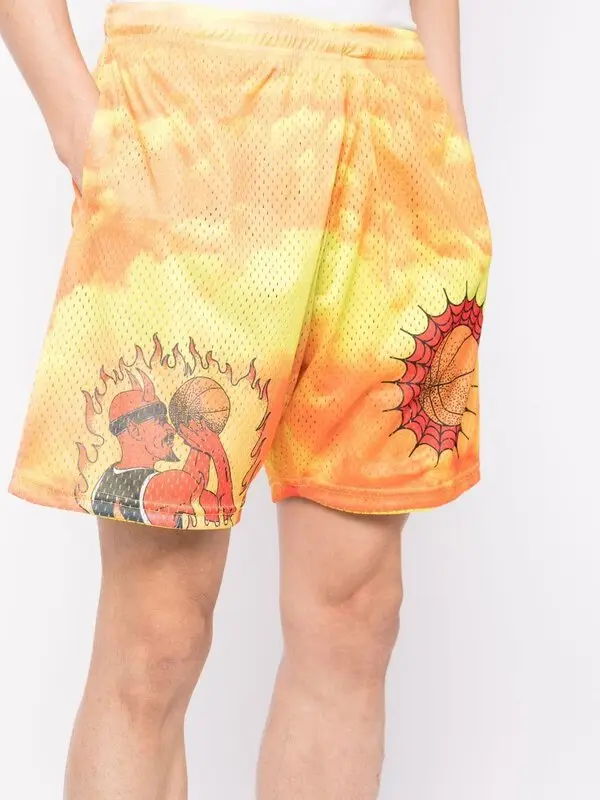 MARKET Graphic-print Mesh Shorts