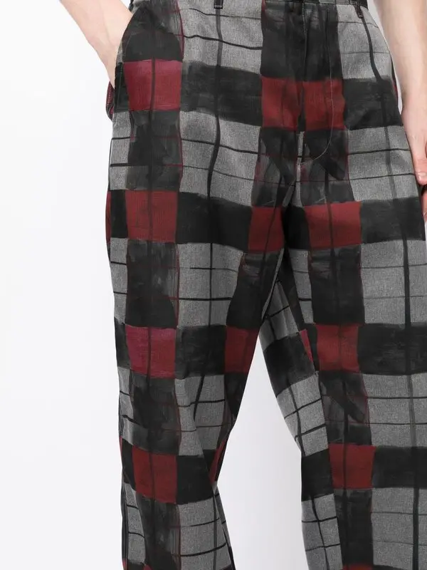 4SDESIGNS Check-print Cropped Trousers