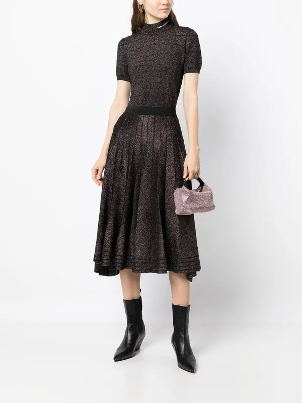 Karl Lagerfeld Metallic-effect Pleated Midi Skirt