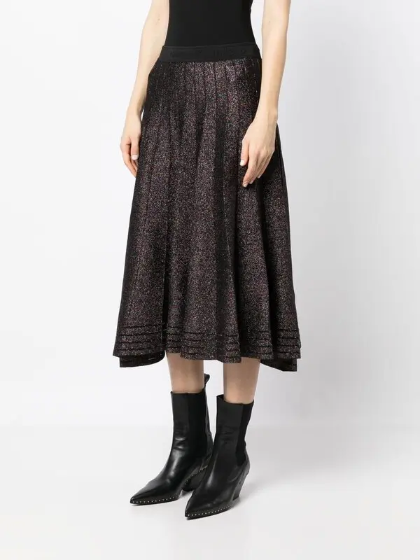 Karl Lagerfeld Metallic-effect Pleated Midi Skirt